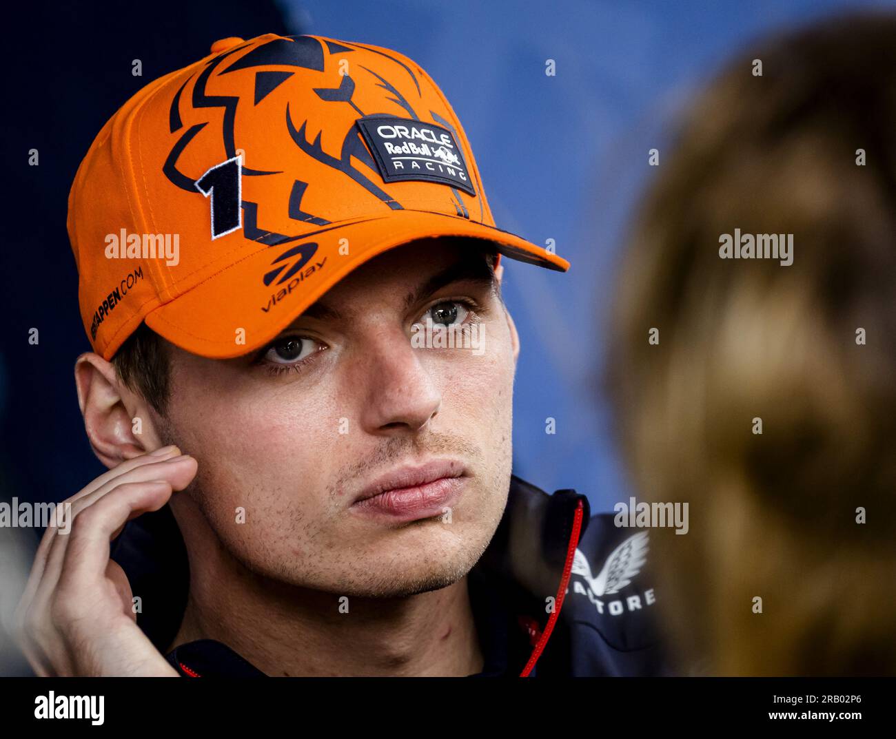 SILVERSTONE - Max Verstappen (Red Bull Racing) speaks to the press at ...