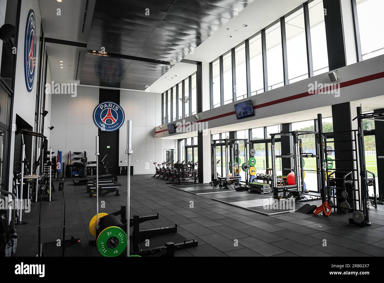 This general view shows the gymnasium at Campus PSG, the new training ...