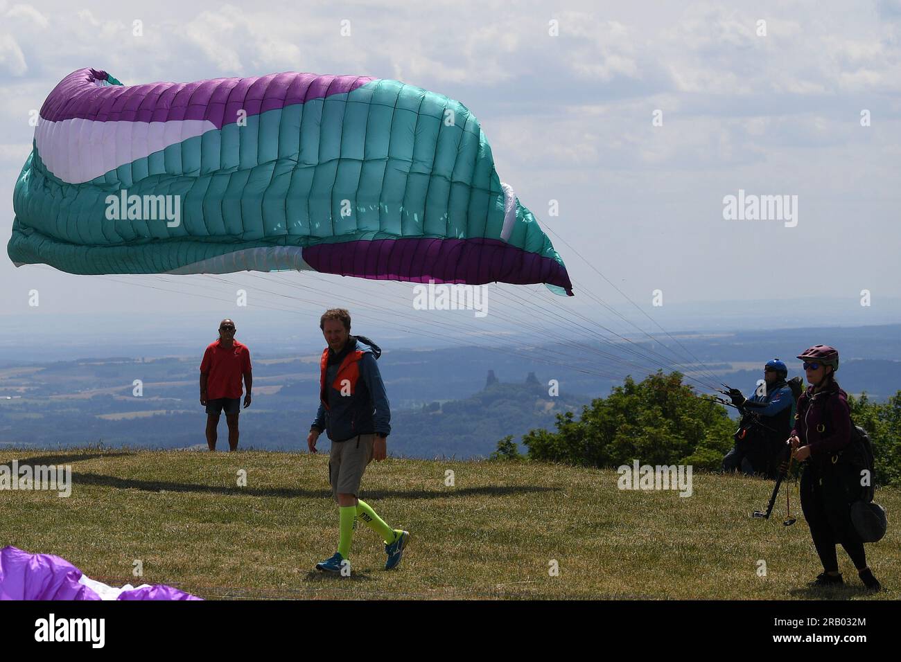 Kozakov, Czech Republic. 6th July, 2023. A Paraglider flies from ...