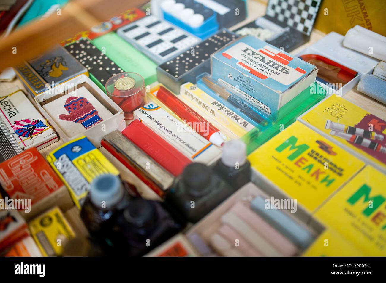 BIRZAI, LITHUANIA - OCTOBER 12, 2022: Variety of soviet era retro ...