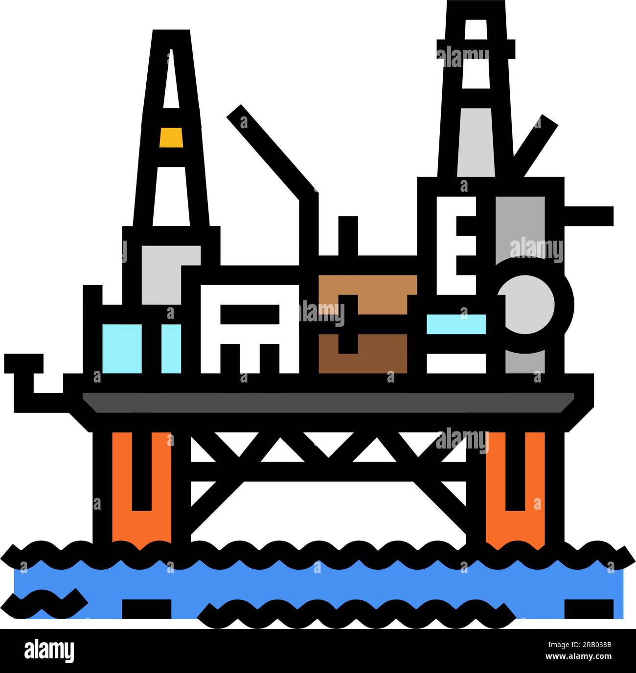 oil rig platform petroleum engineer color icon vector illustration ...