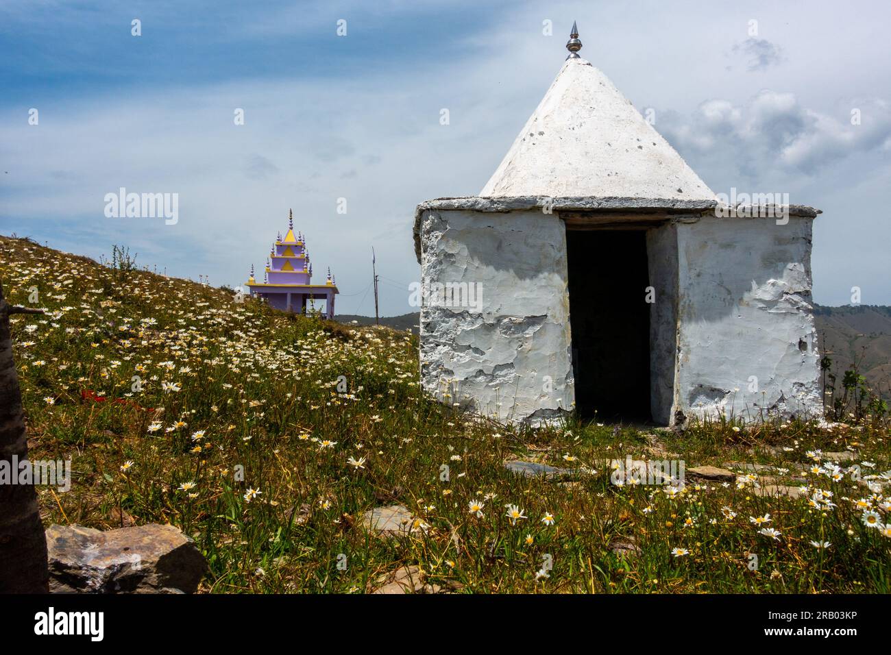 A small temple on a hilltop. These small dome temples are typical in ...