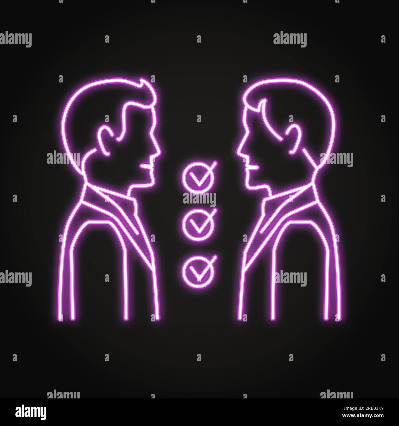 Business negotiation neon line icon. Communication, agreement, deal ...