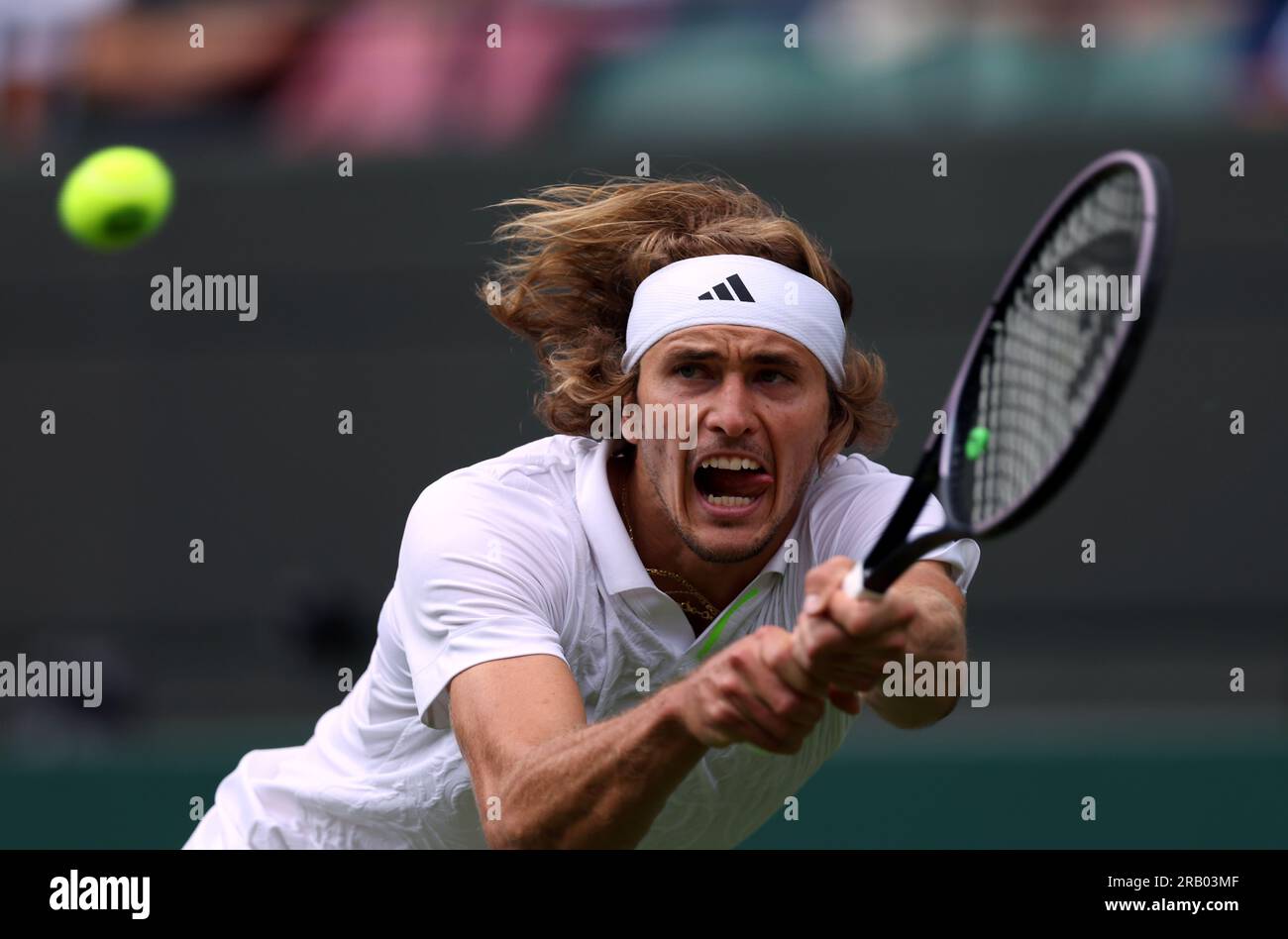 Alexander Zverev in action against Gijs Brouwer (not pictured) on day four of the 2023 Wimbledon ...