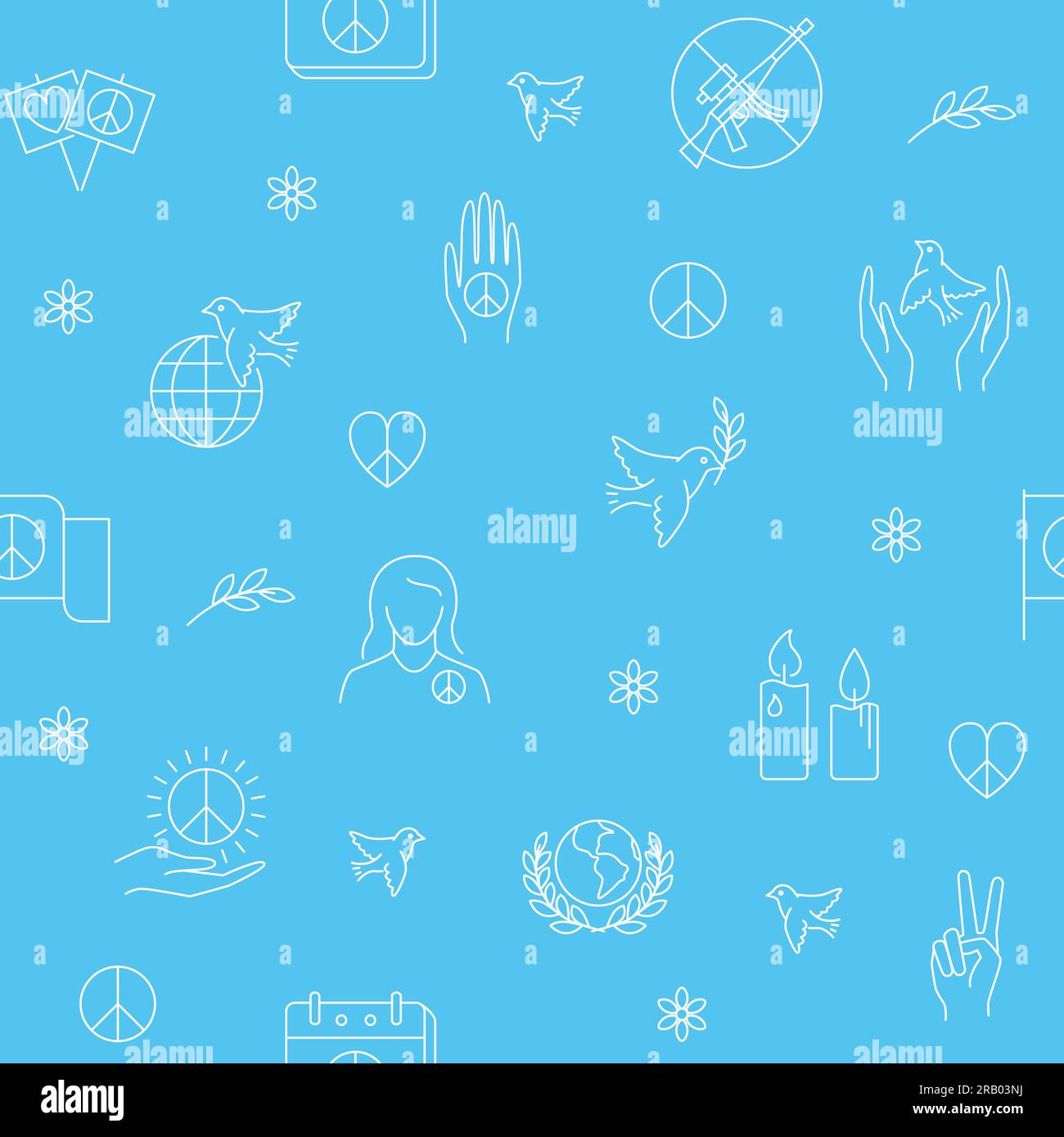 Pacifism and peace seamless pattern in line style. Background with ...