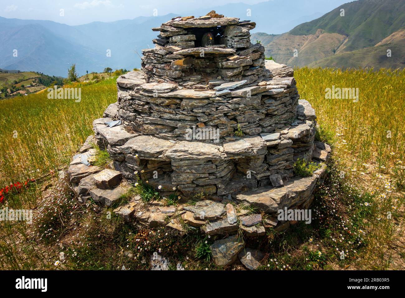 An ancient small pyramid shaped worship idol prayer place made of ...