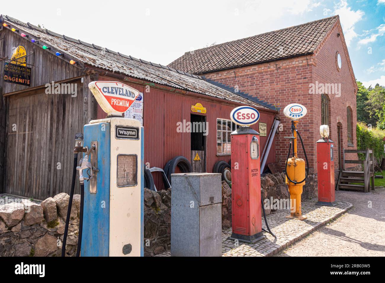 Old fuel pumps at old garage Stock Photo - Alamy