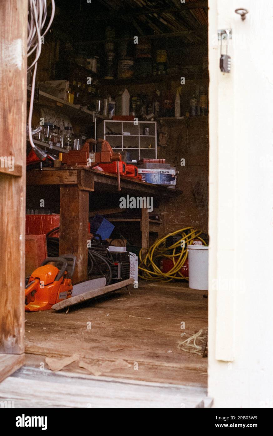Newbury, Massachusetts - A view of the interior of a tool shed inside a ...