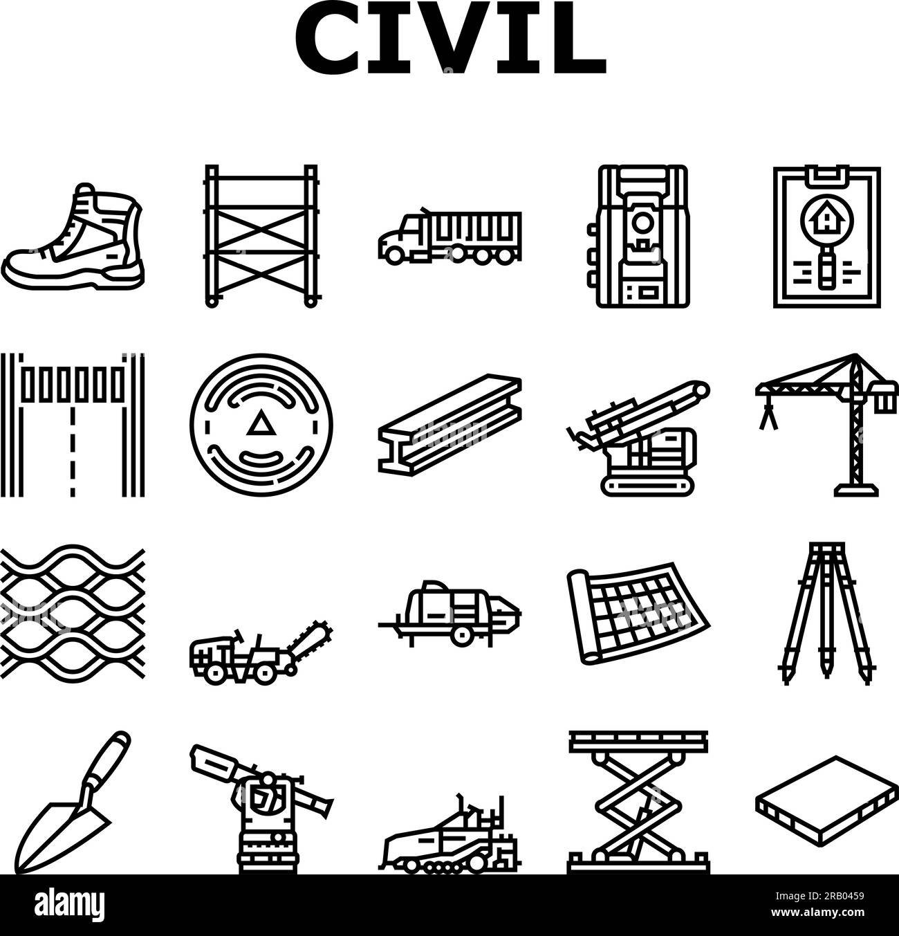 civil engineer industry building icons set vector Stock Vector Image ...