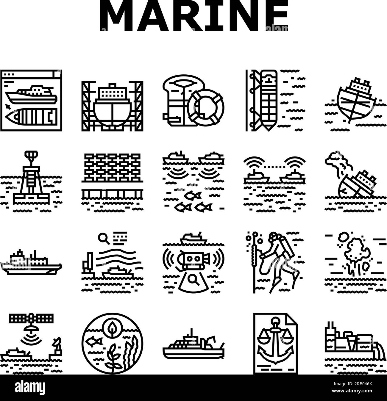marine engineer boat mechanic icons set vector Stock Vector Image & Art ...