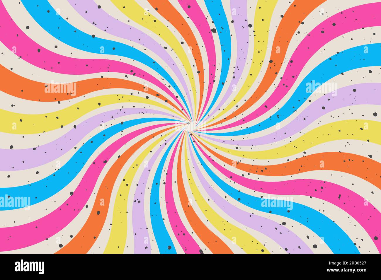Abstract swirl background in groovy style. Vivid colorful backdrop. Retro sunburst vintage ...