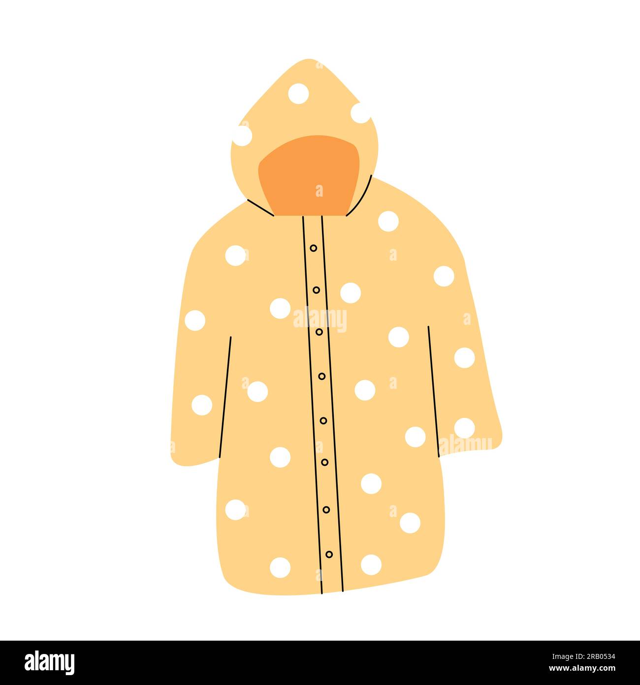 Yellow cute polka dot raincoat on white background flat vector ...