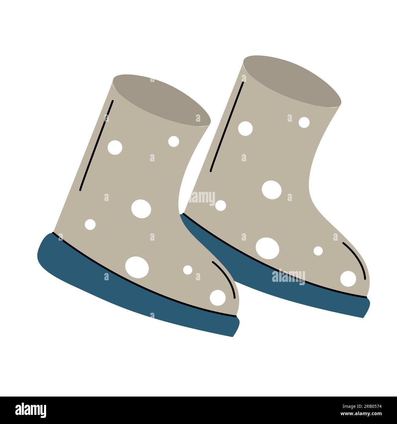 Cartoon gray rubber rain boots. Vector clip art illustration Stock ...