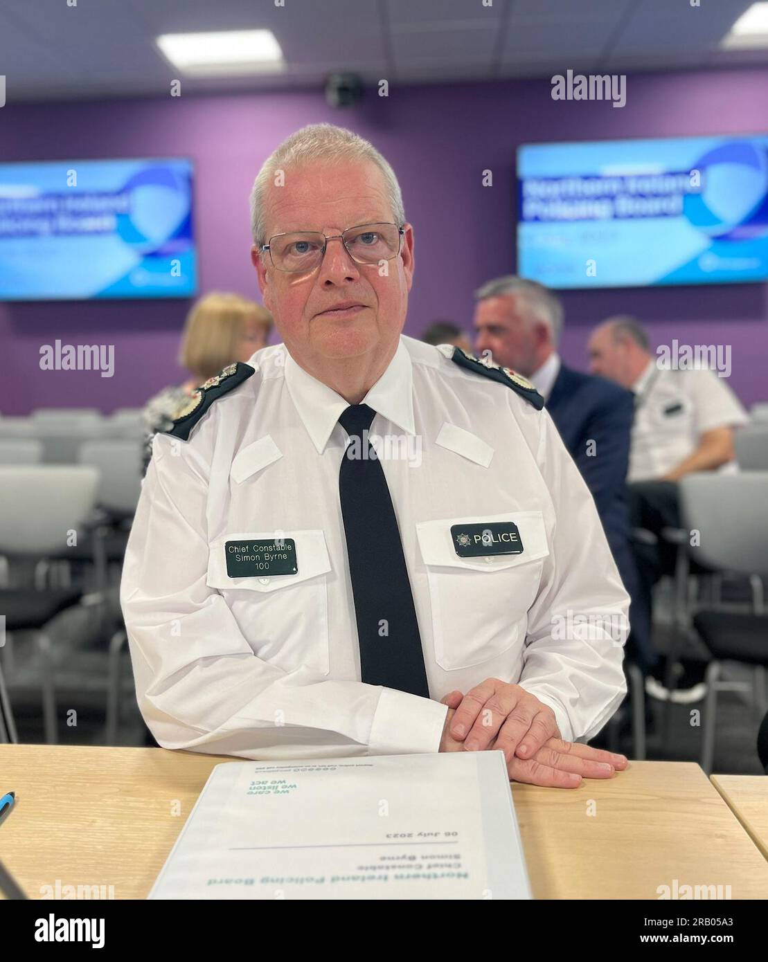PSNI Chief Constable Simon Byrne, speaking to the Northern Ireland ...
