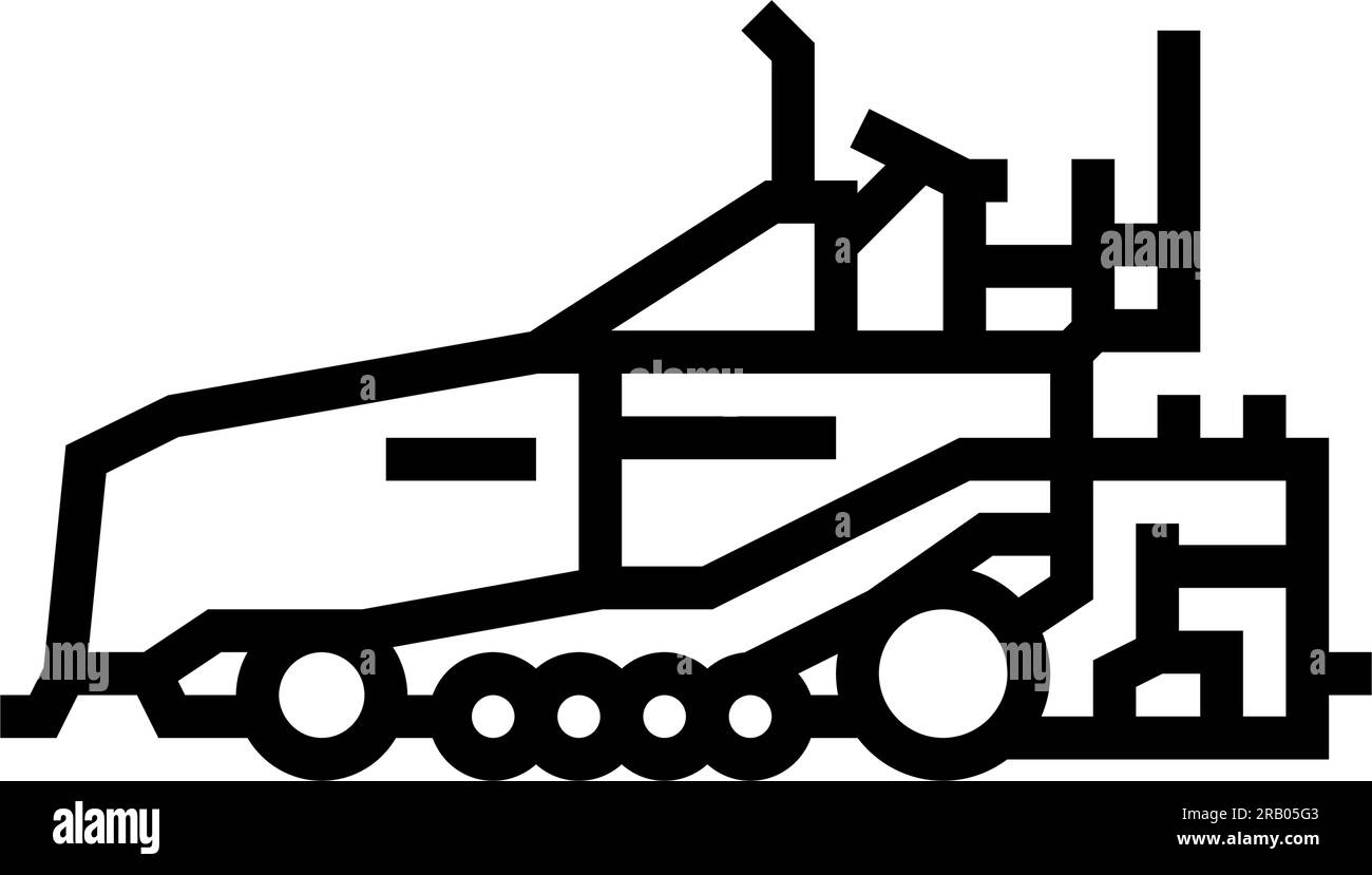 paving machine civil engineer line icon vector illustration Stock ...