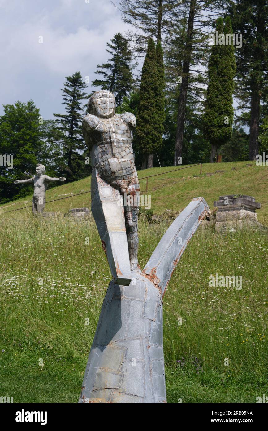 Statue at the courtyard of Zamora castle in Romania Stock Photo - Alamy