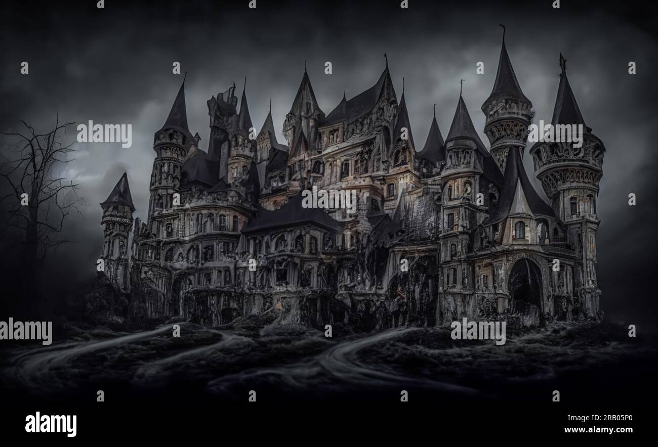 Gothic castle illustration hi-res stock photography and images - Alamy