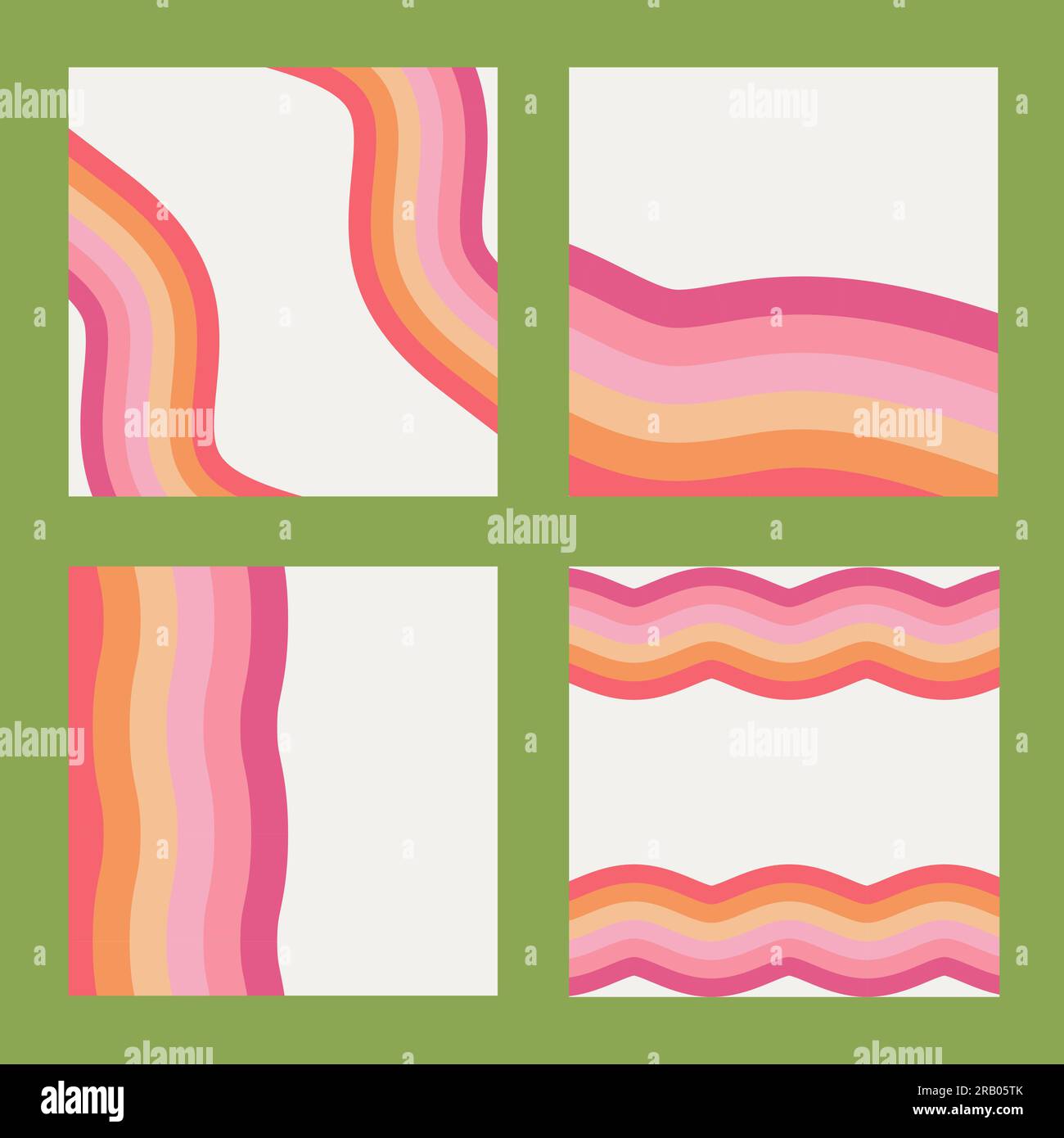 70s cool groovy backgrounds set in pink colors. Retro girly square ...