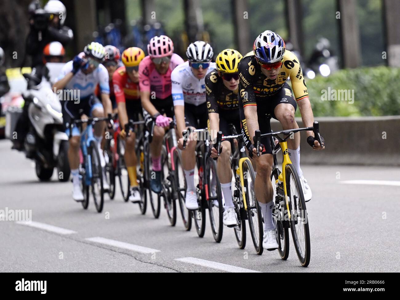 Belgian Wout Van Aert of Jumbo-Visma, Danish Jonas Vingegaard of Jumbo ...