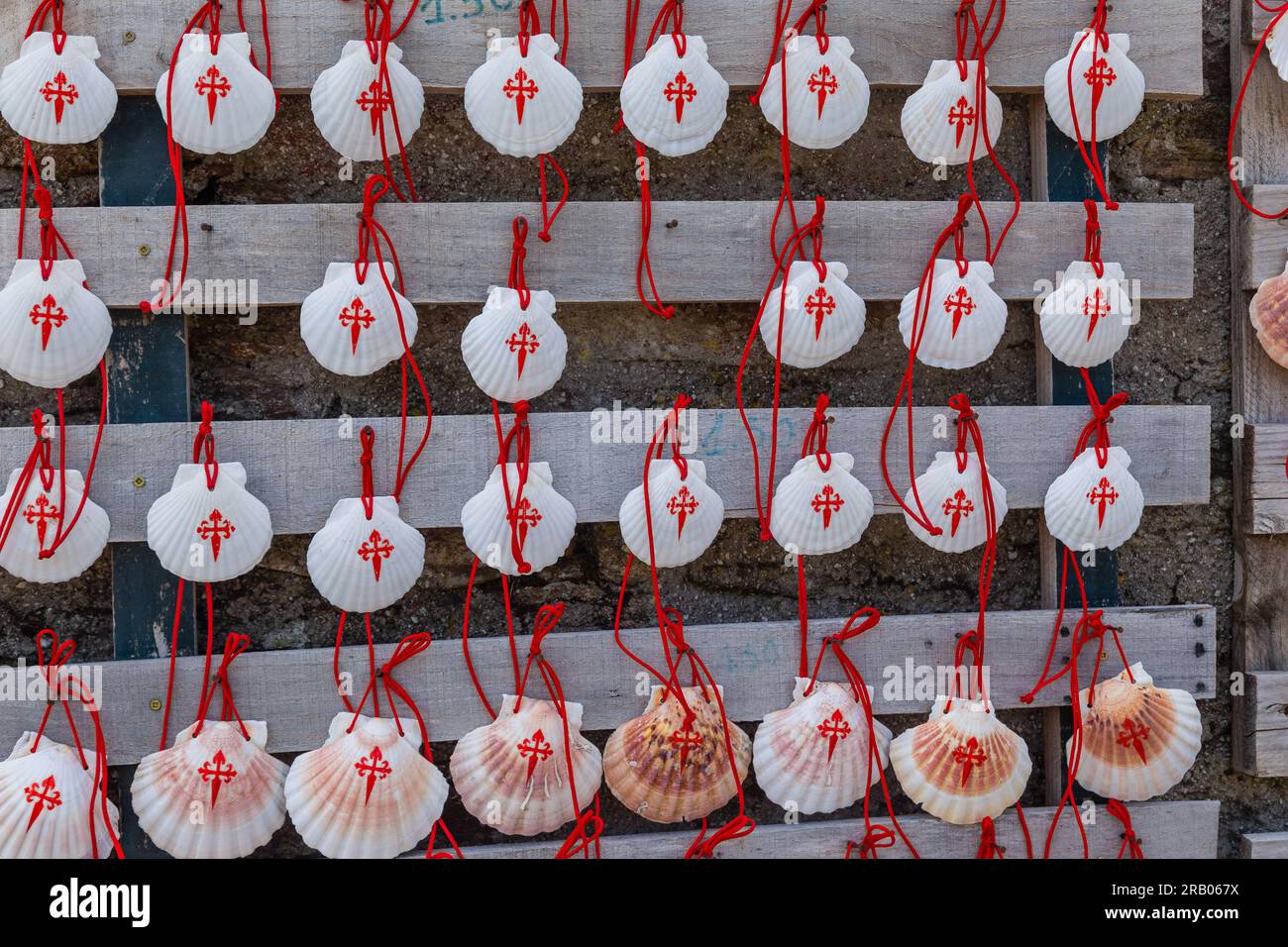 Navarre, Spain - August 12, 2022: Shell wall on Camino, shell is the ...