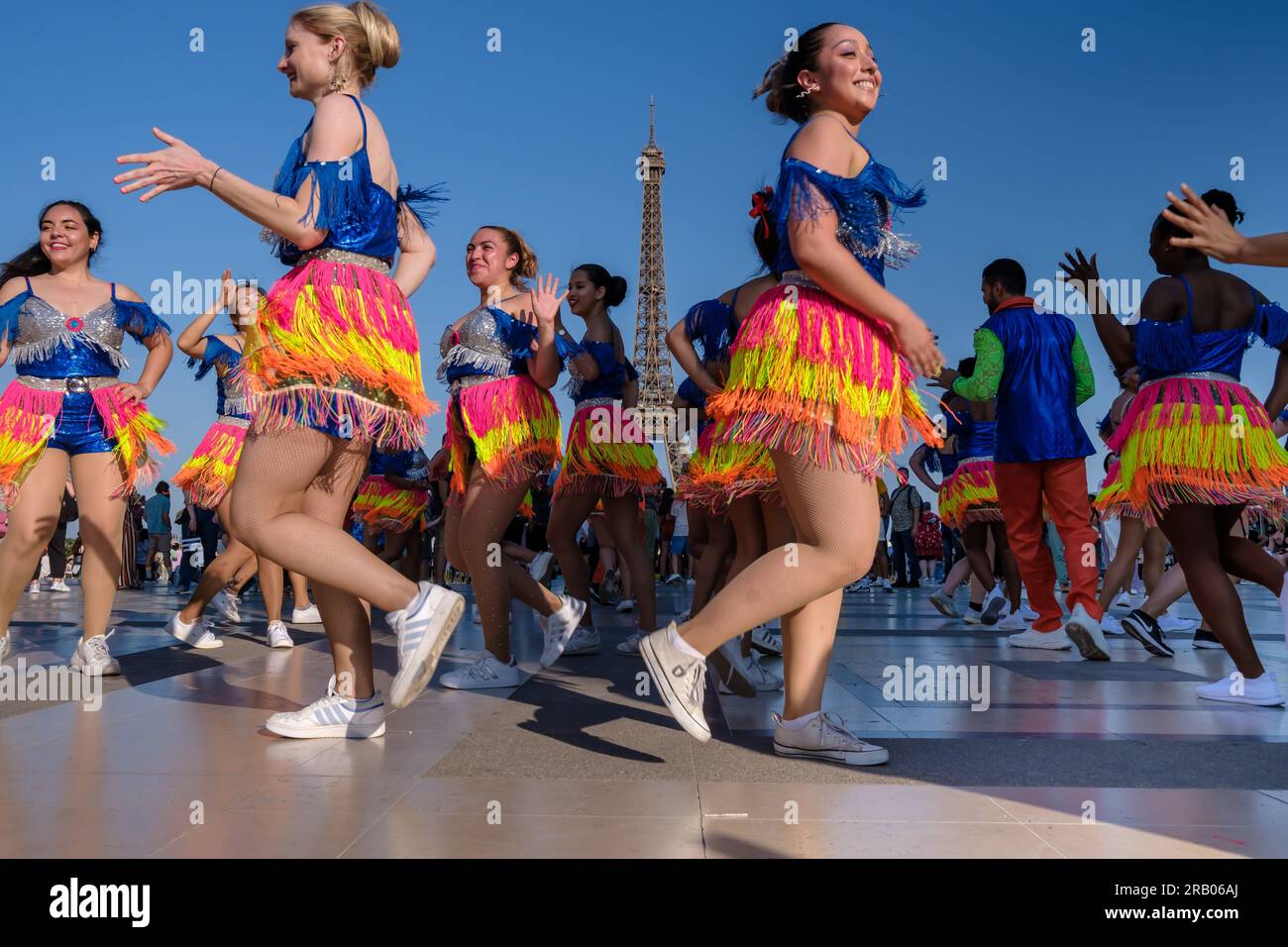Paris, France - June 25, 2023 : Young Colombian dancers with beautiful ...