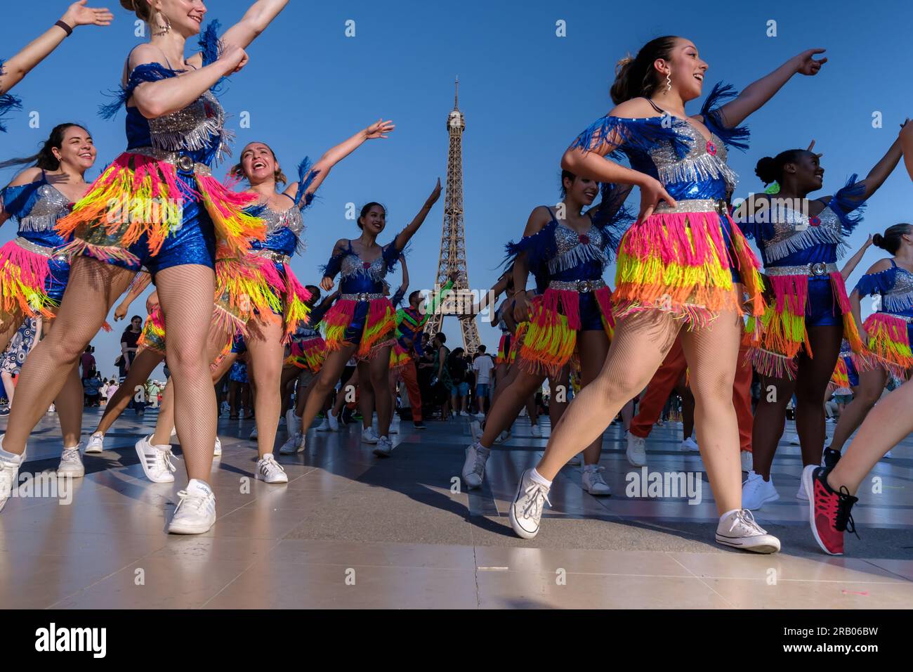 Paris, France - June 25, 2023 : Young Colombian dancers with beautiful ...