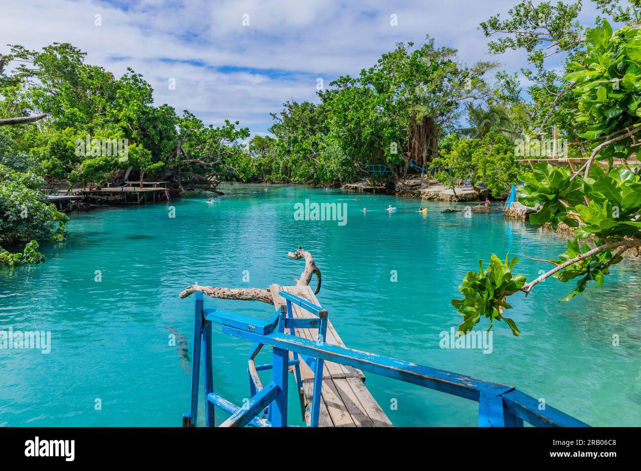 Port Vila, Vanuatu: 01 June 2023: People swimming in Blue Lagoon, a ...