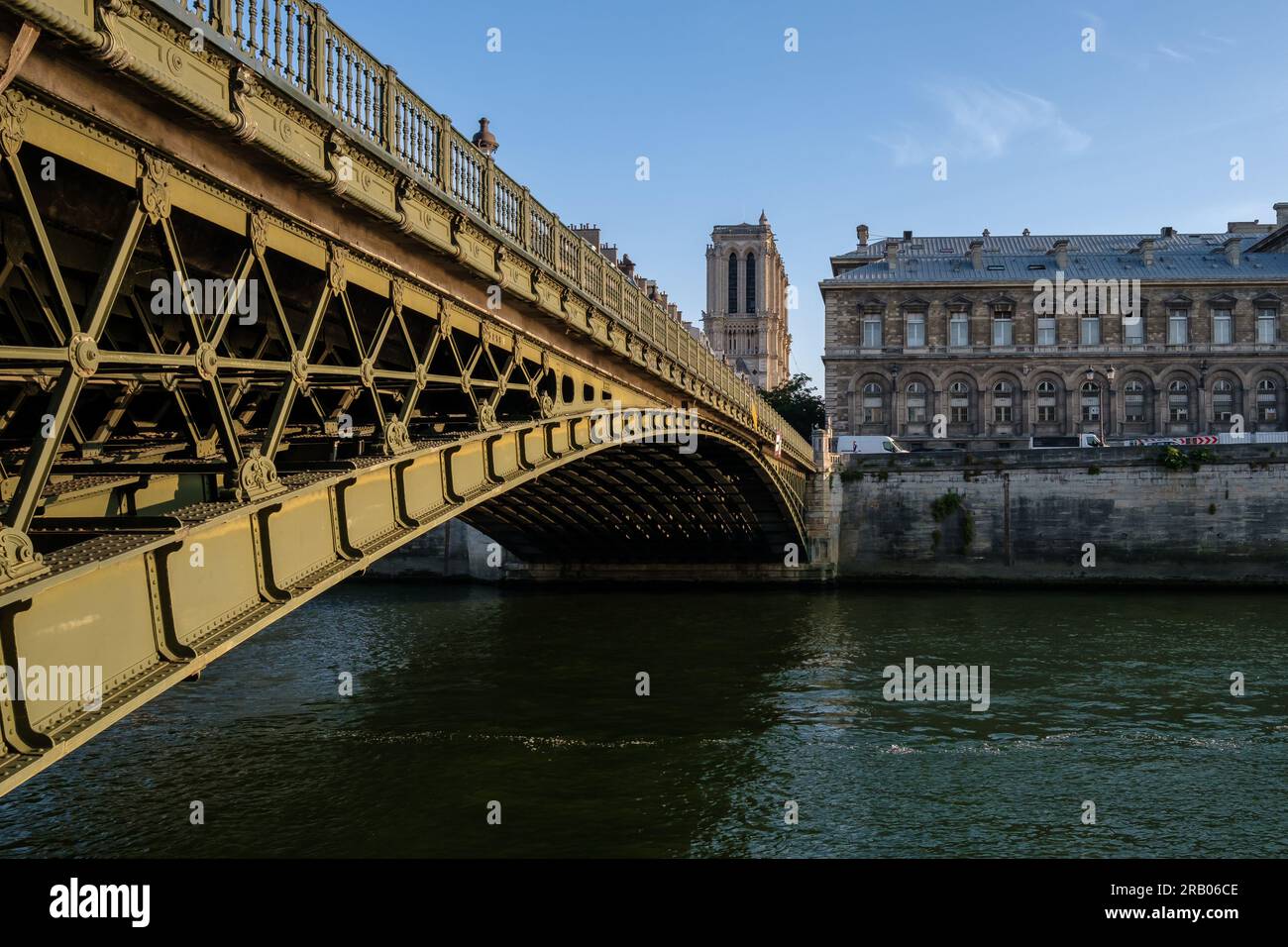 Paris, France - June 25, 2023 : View of a beautiful bridge, the river ...