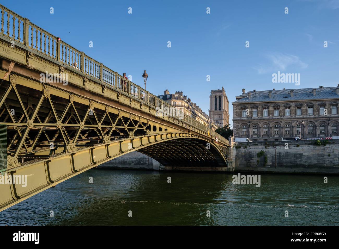 Paris, France - June 25, 2023 : View of a beautiful bridge, the river ...