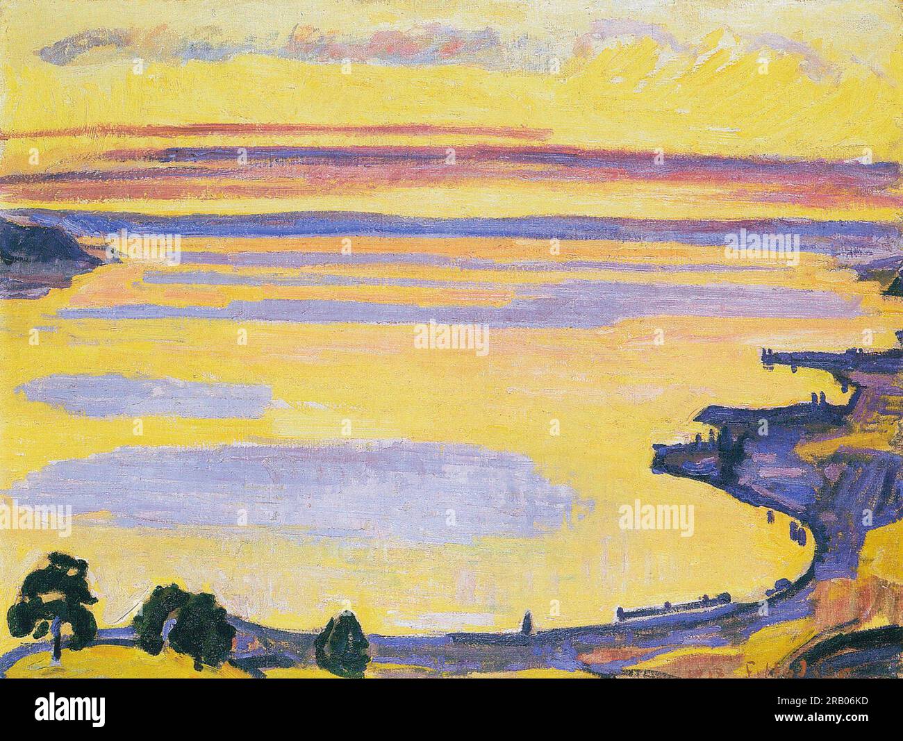Sunset on Lake Geneva from the Caux 1917 by Ferdinand Hodler Stock ...