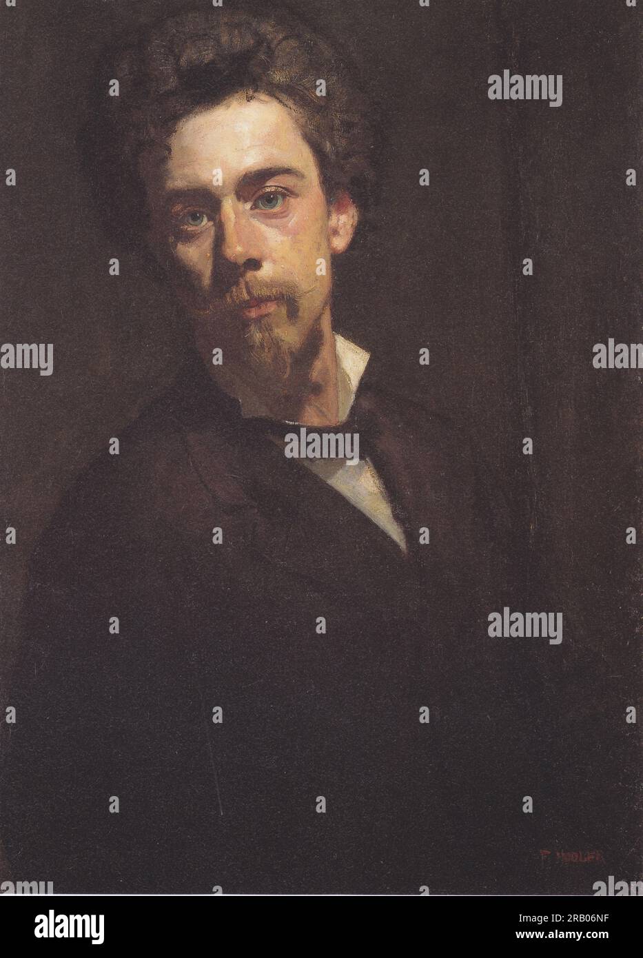 Self-portrait with stand 1879 by Ferdinand Hodler Stock Photo - Alamy