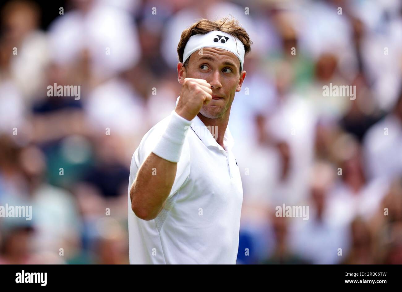 Casper Ruud celebrates winning the third set on day four of the 2023 ...