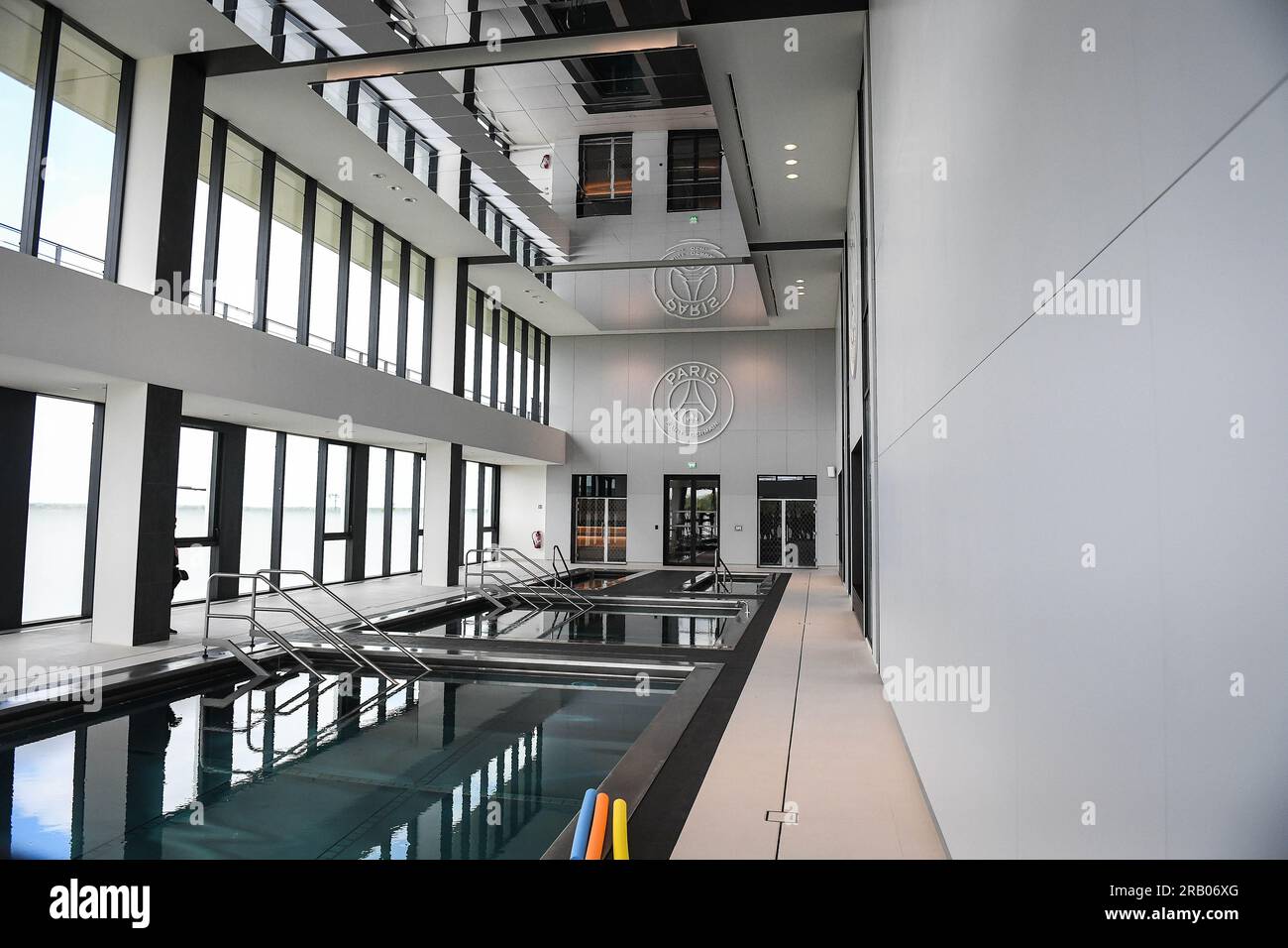 General view of the swimming pool inside the Campus PSG, the new training center for the Paris ...