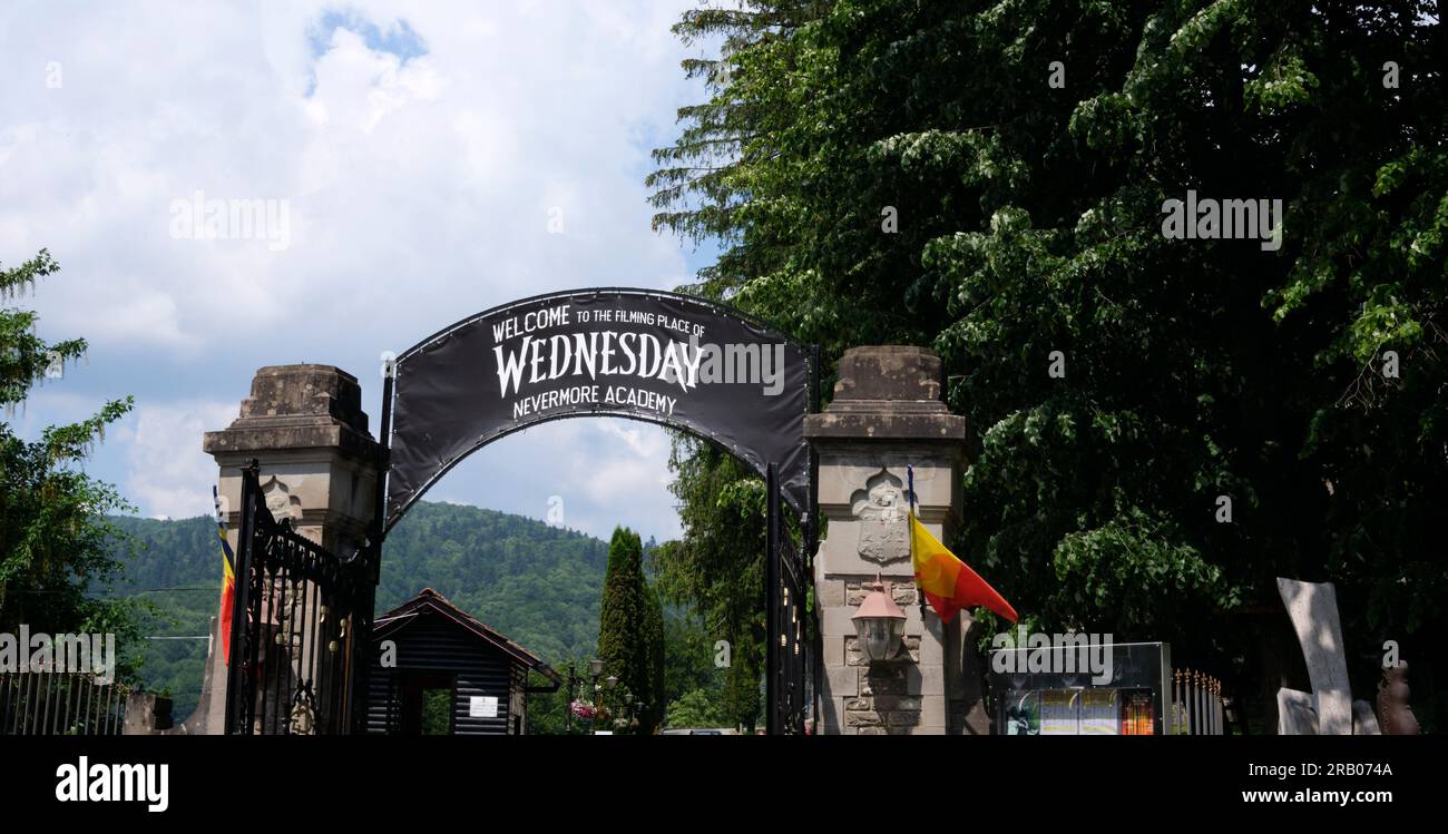 Entry gate of the castle of Cantacuzino location of the Netflix ...
