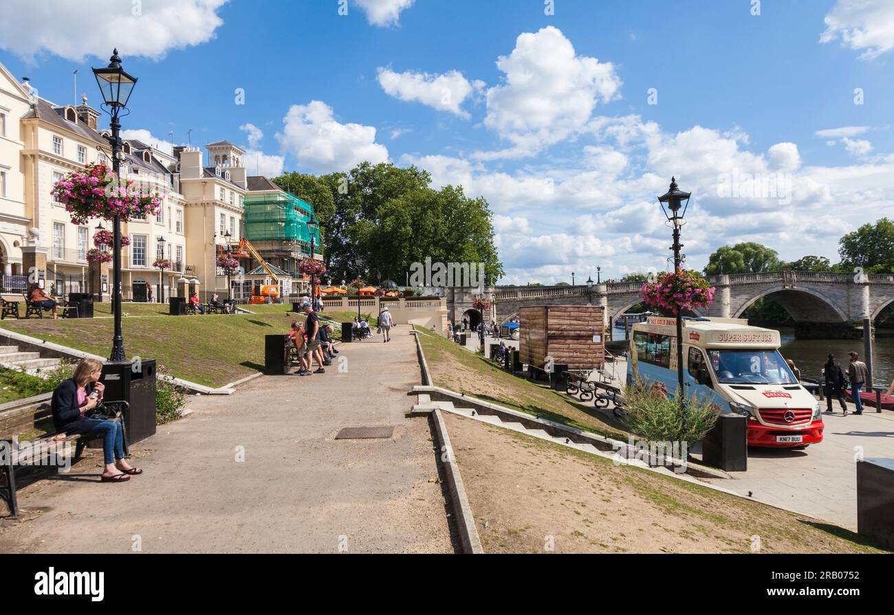 A scenic view of the riverside at Richmond upon Thames, Surrey,England ...