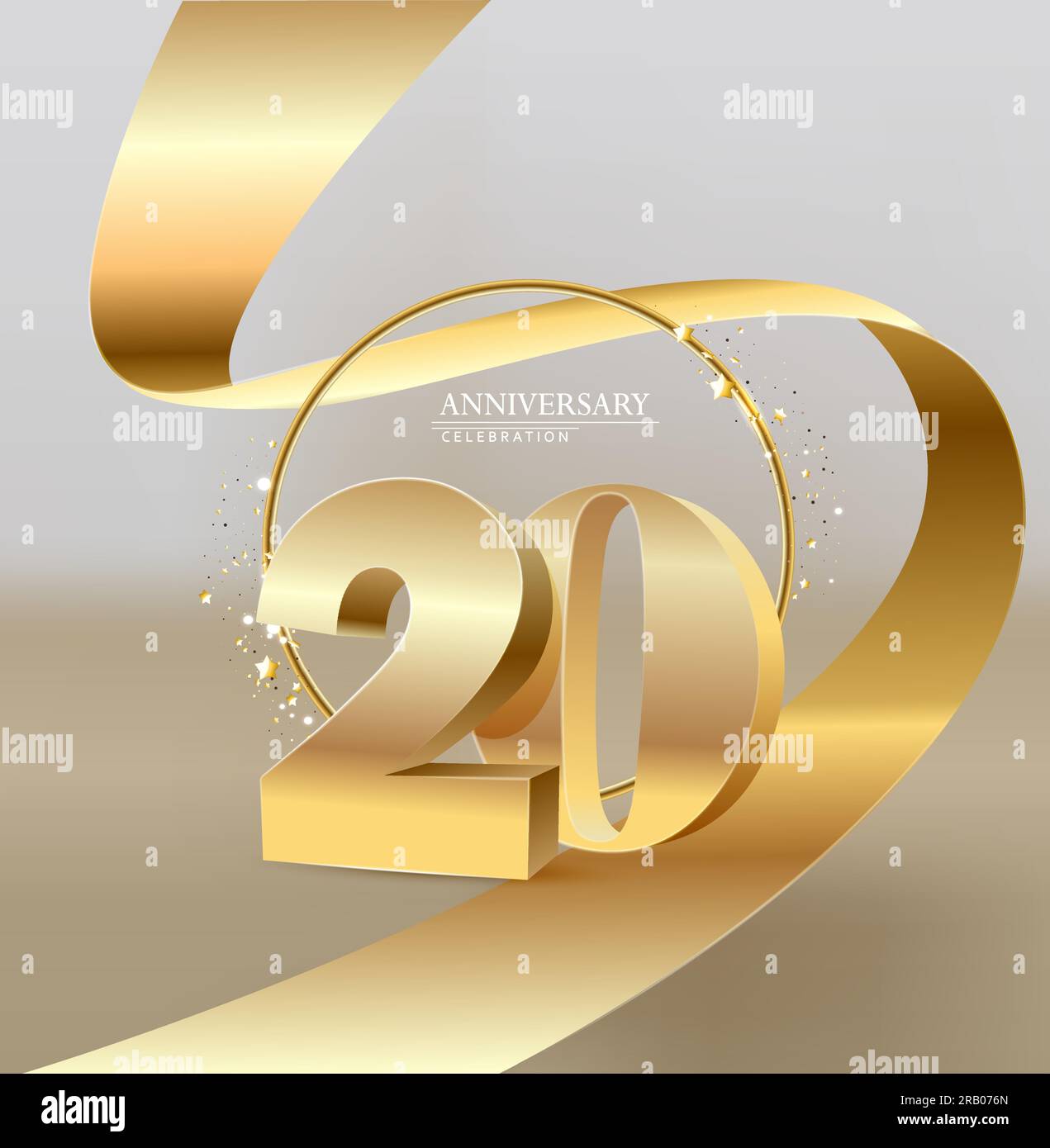 20 golden numbers and Anniversary Celebrating text with golden ...