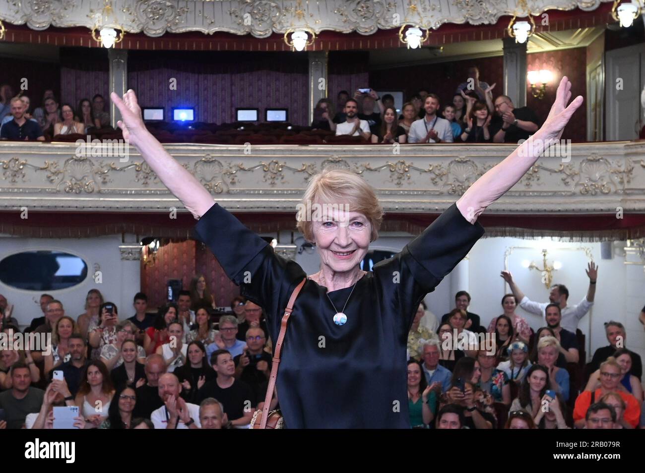 Karlovy Vary, Czech Republic. 06th July, 2023. Czech actress Daniela Kolarova presents the movie ...