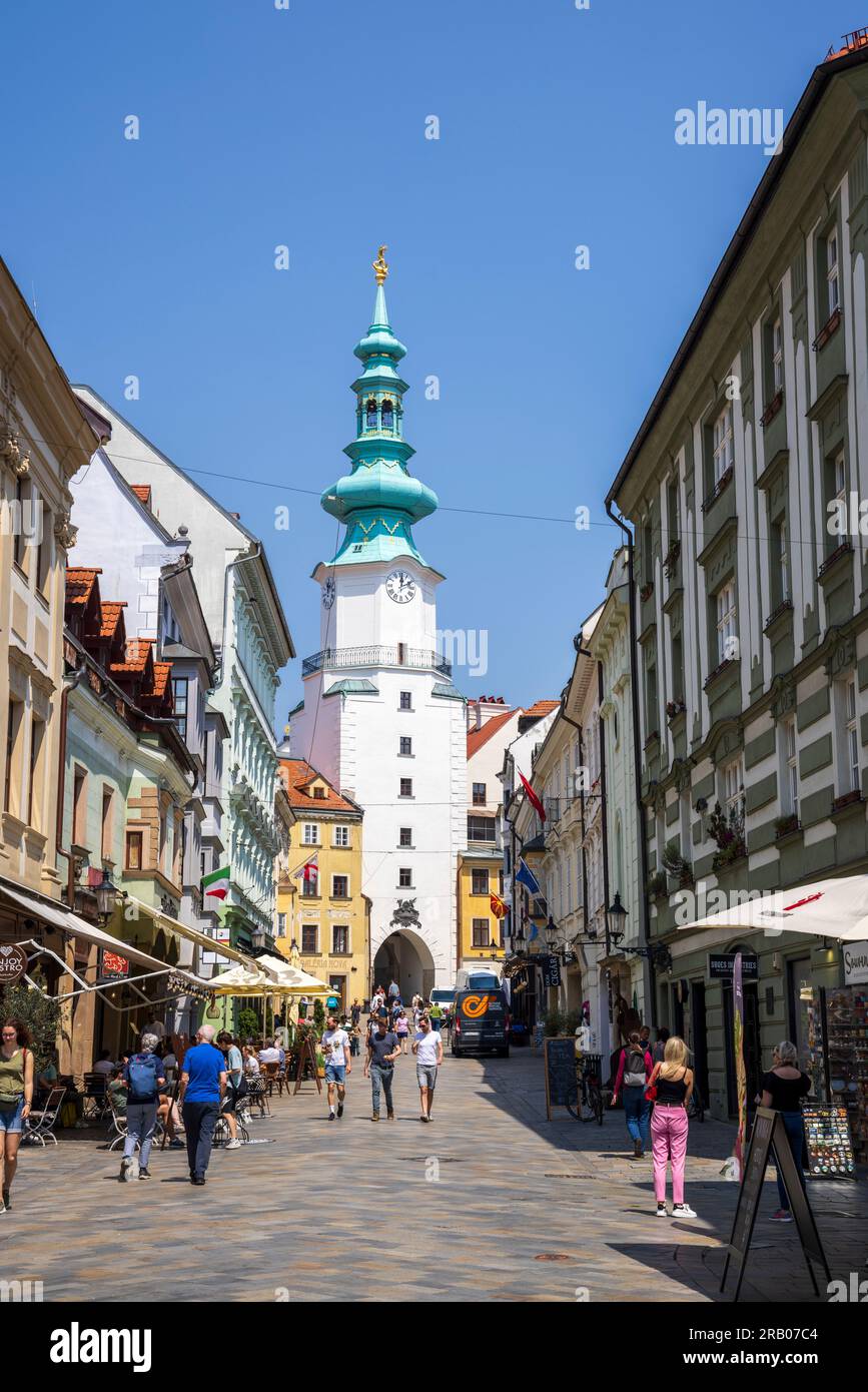 The streets of Bratislava and Michael's Gate, Slovakia Stock Photo - Alamy