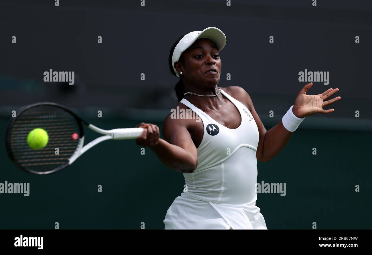 Sloane Stephens in action against Donna Vekic (not pictured) on day ...