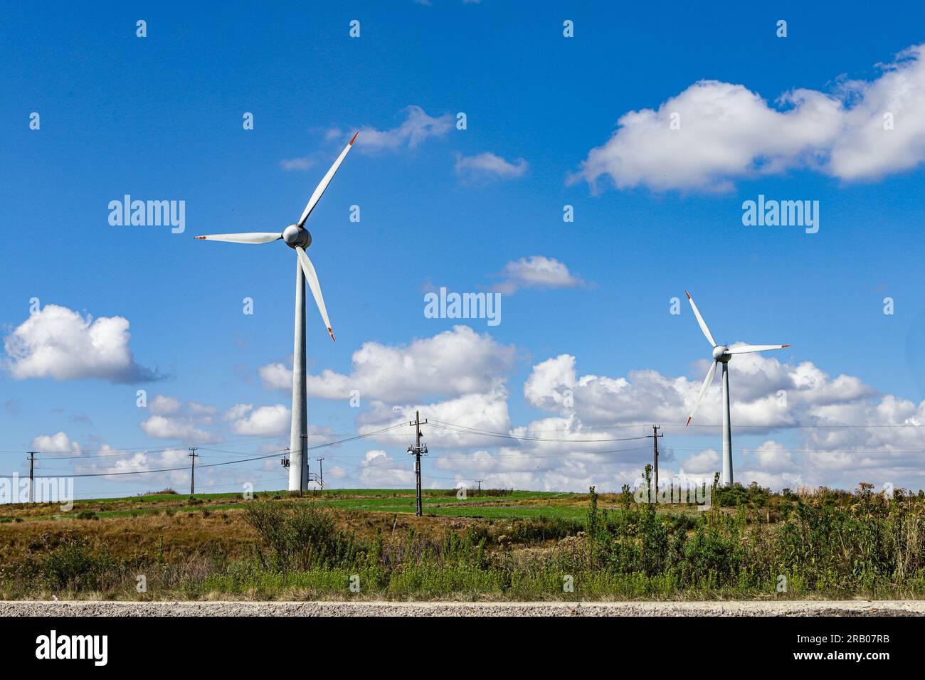 Wind power generation station, using the wind, highlighting the large ...
