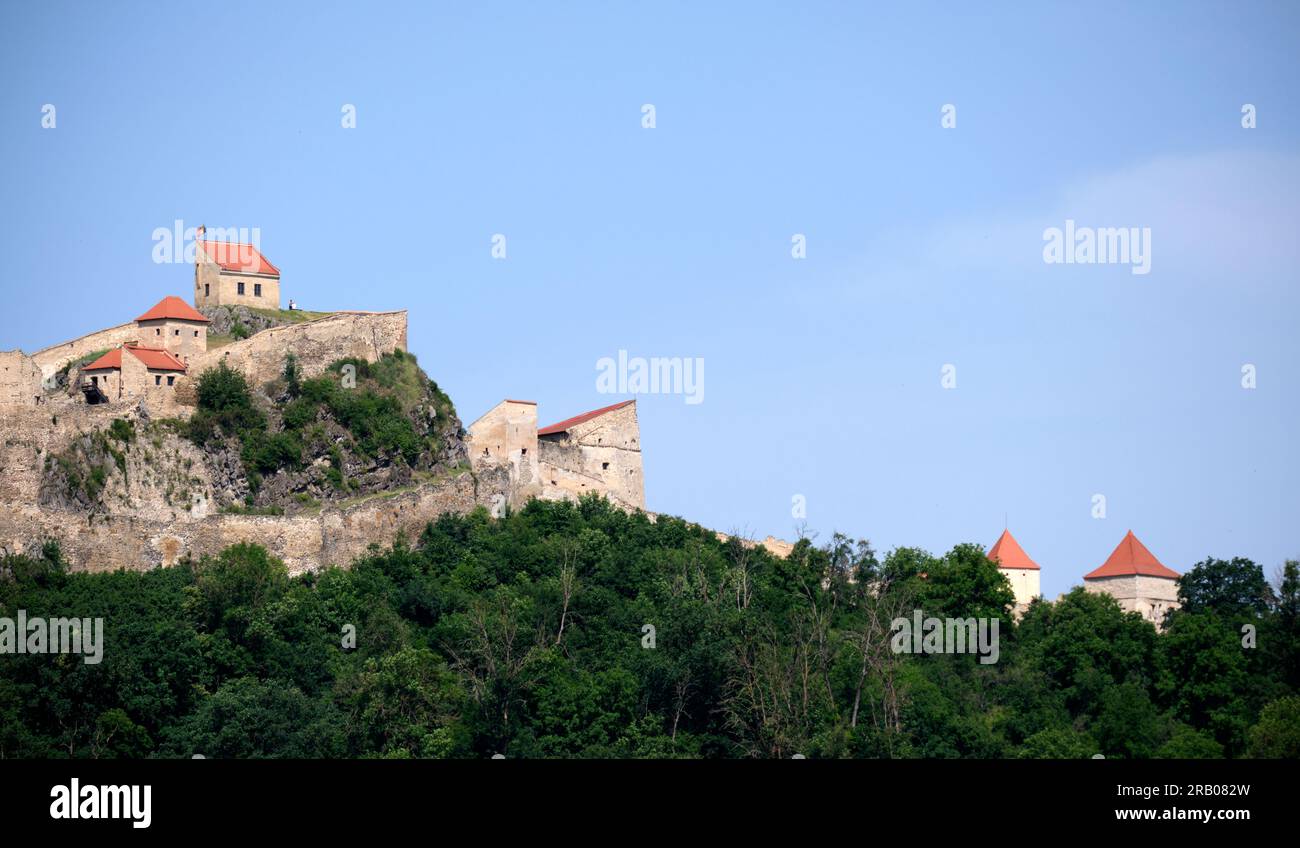 Rupea Citadel on the hill during the day,Transylvania,Romania Stock ...