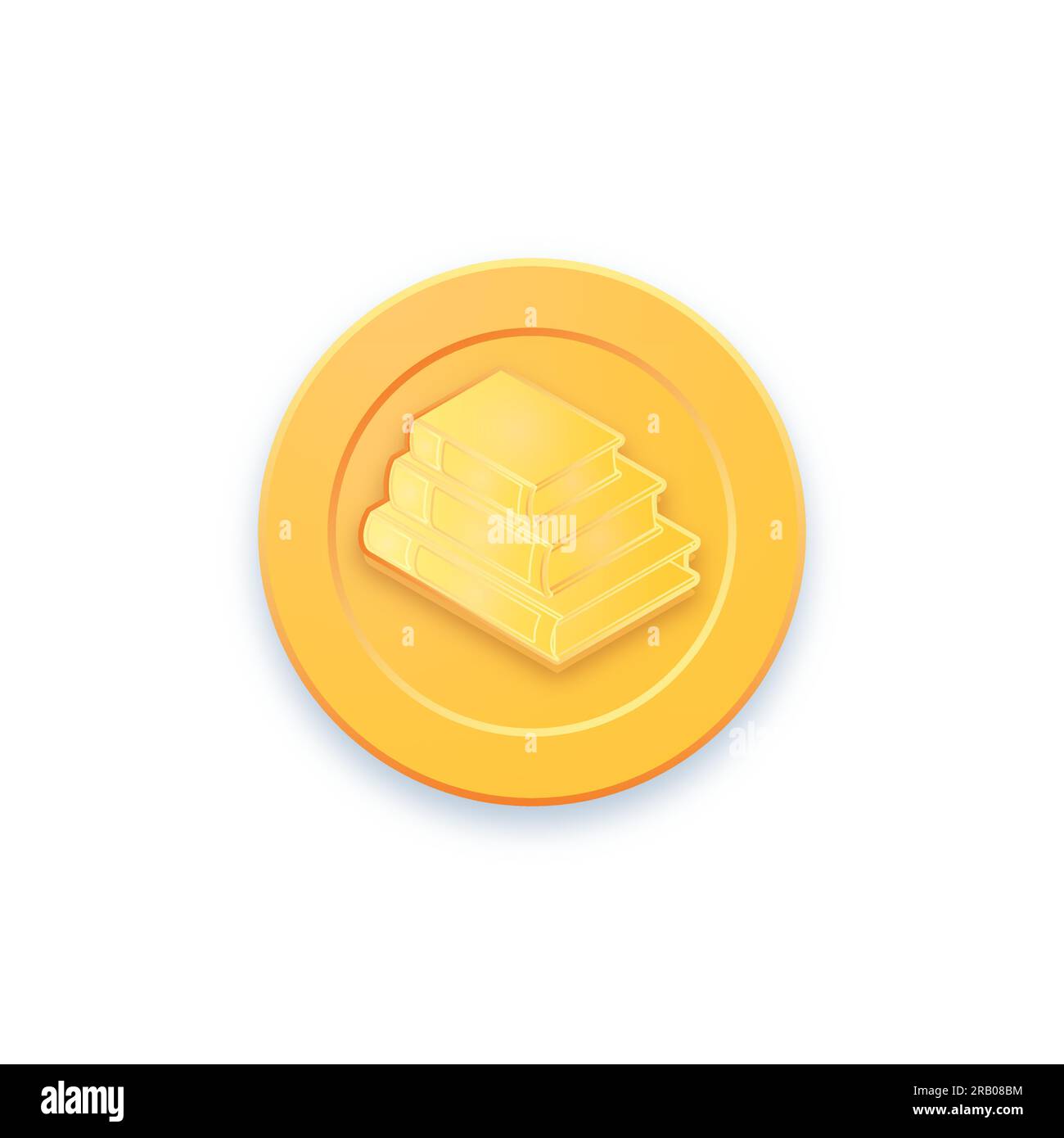 Golden game coin. Coin icon, gold medal. Coin with books. Graphic user ...