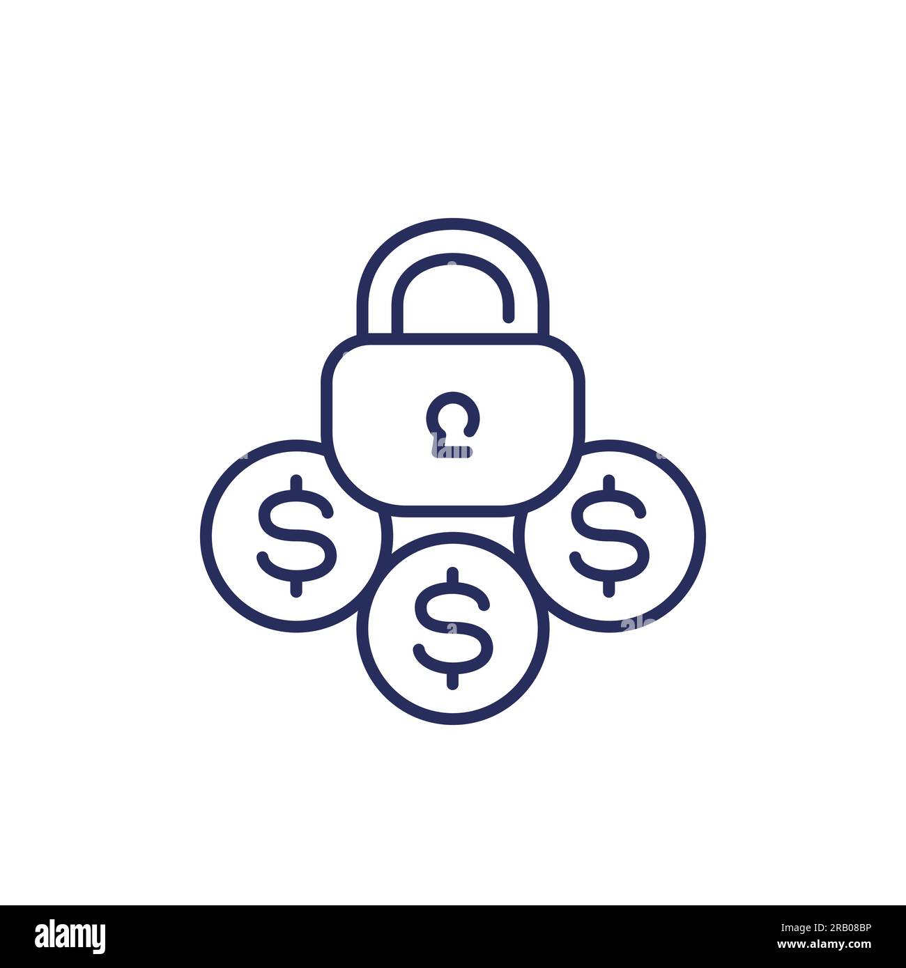 locked funds line icon on white, vector Stock Vector Image & Art - Alamy