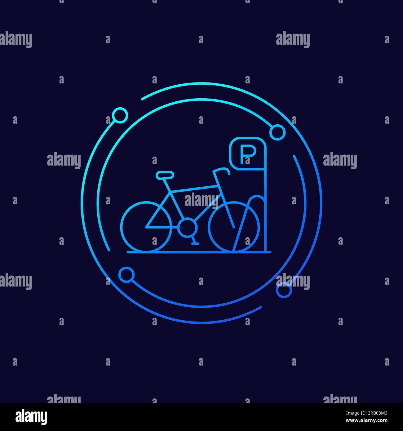 Bicycle parking icon with a bike, linear design Stock Vector Image ...