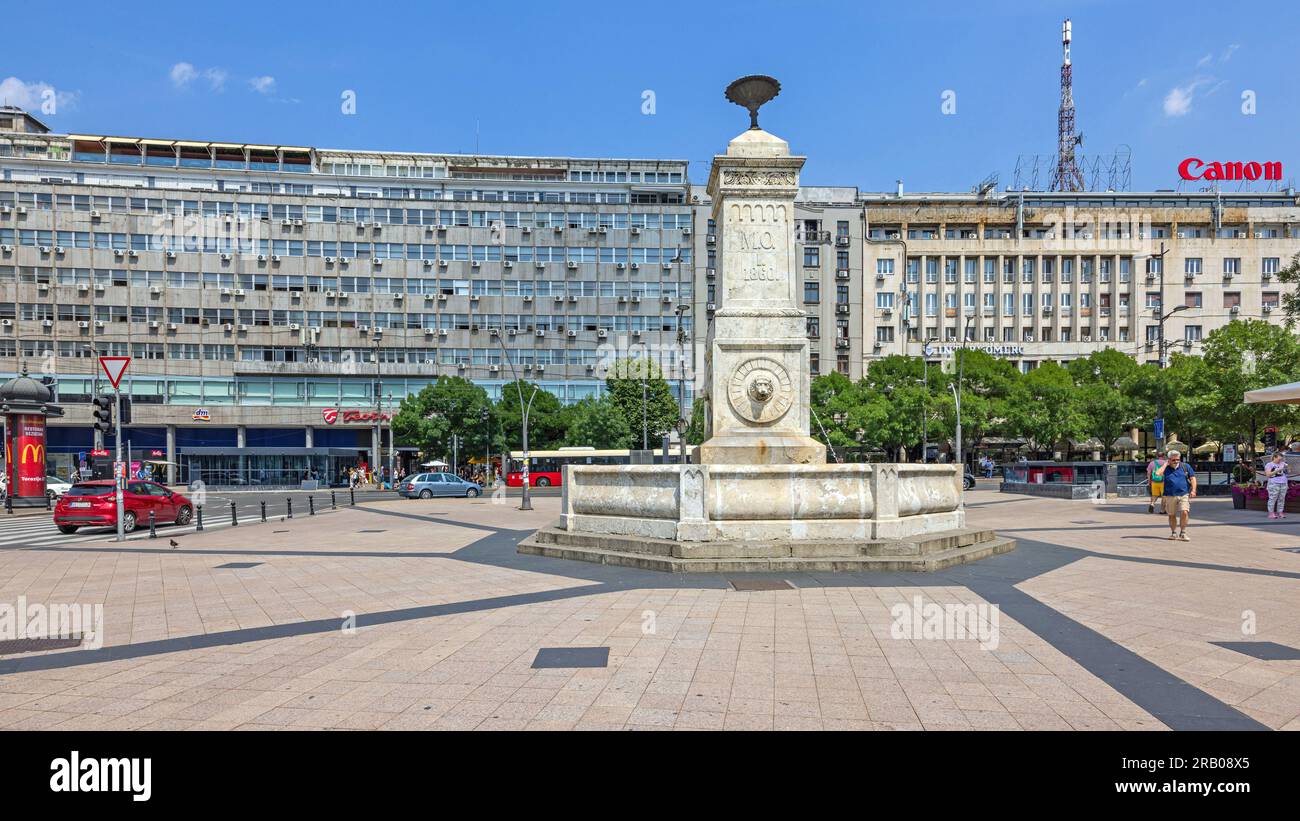 Belgrade, Serbia - June 19, 2023: White Marble Stone Water Fountain ...