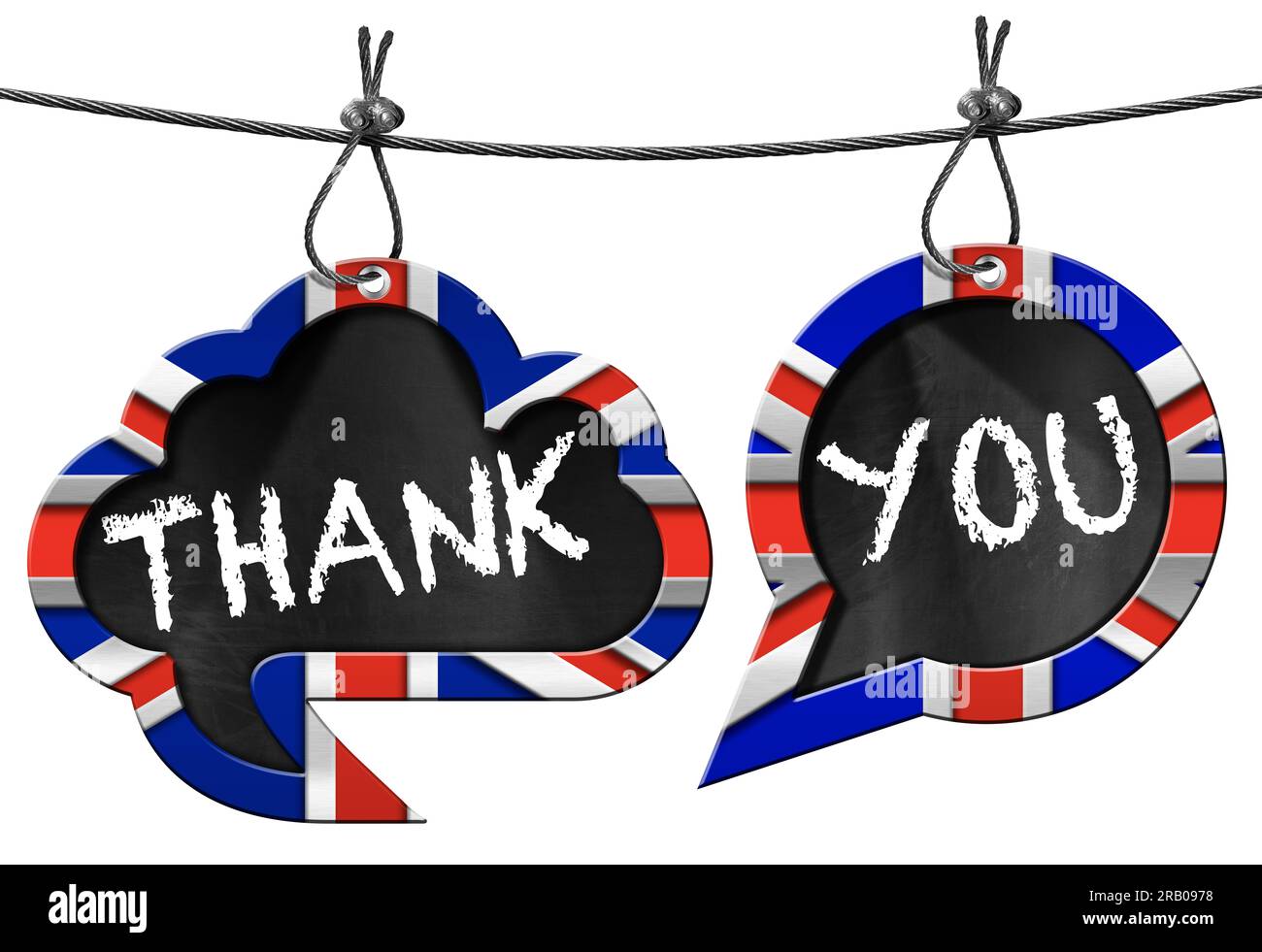 3D illustration of two speech bubbles with Uk flags (Union Jack Flag ...