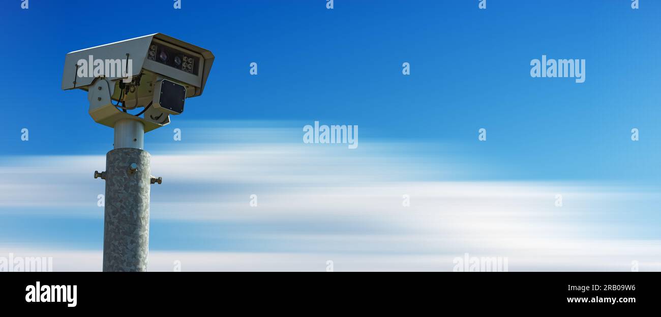 Closeup of a modern speed camera (traffic speed monitoring camera ...