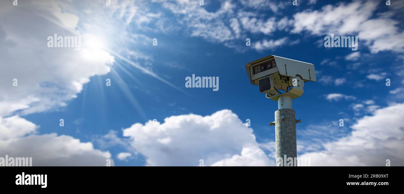 Closeup of a modern speed camera (traffic speed monitoring camera ...
