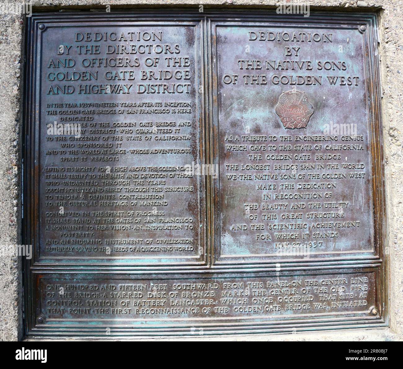 Metal plaque dedications by the Native Sons of the Golden West and the ...