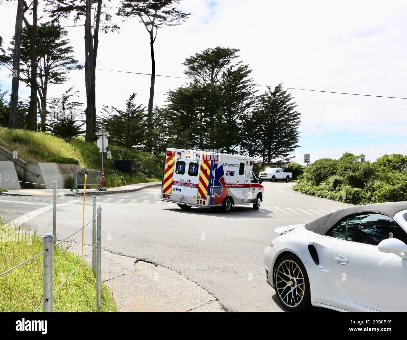 An American Medical Response (AMR) on an emergency call near the Golden ...